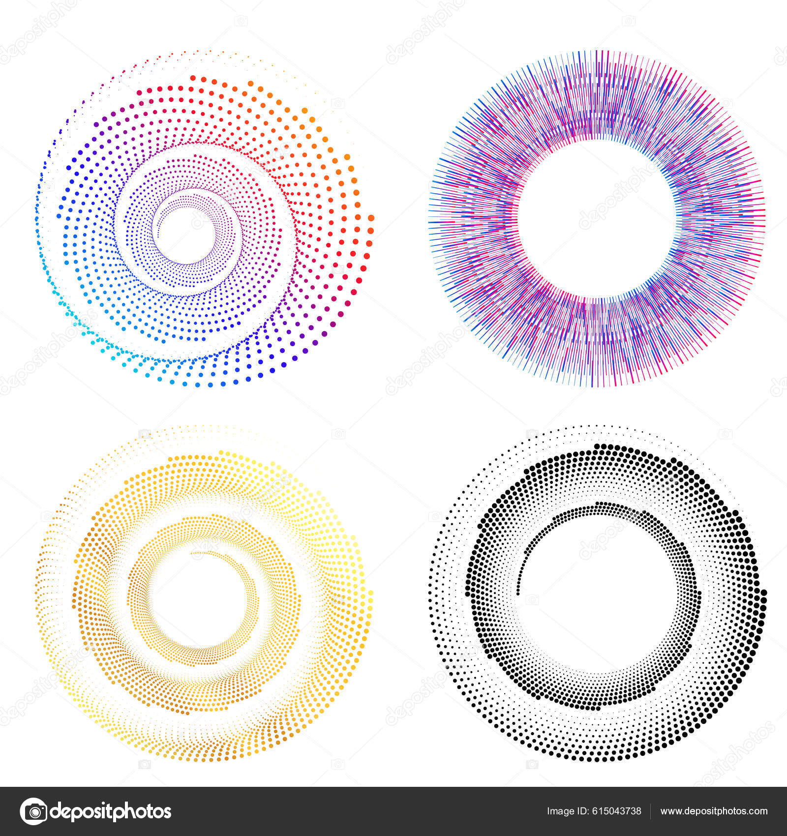 Set Design Elements Symbol Editable Halftone Frame Dot Circle Pattern ...