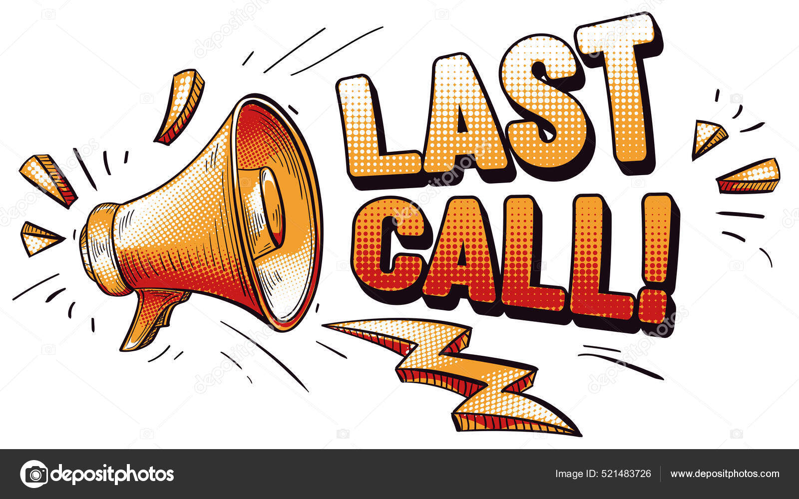 Last Call Hand Drawn Advertising Sign Megaphone Stock Vector by ©alex ...