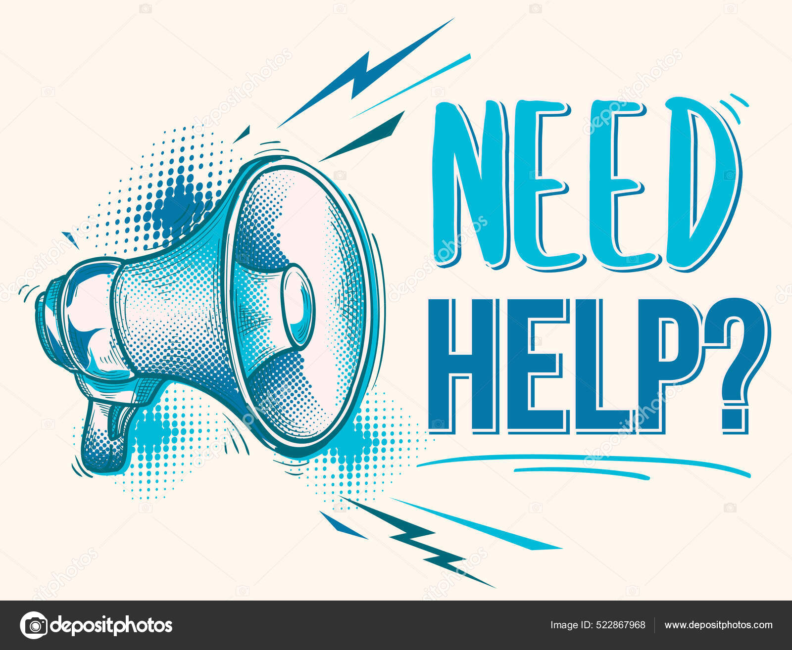 Need Help Advertising Sign Drawn Megaphone Stock Vector Image by ©alex ...