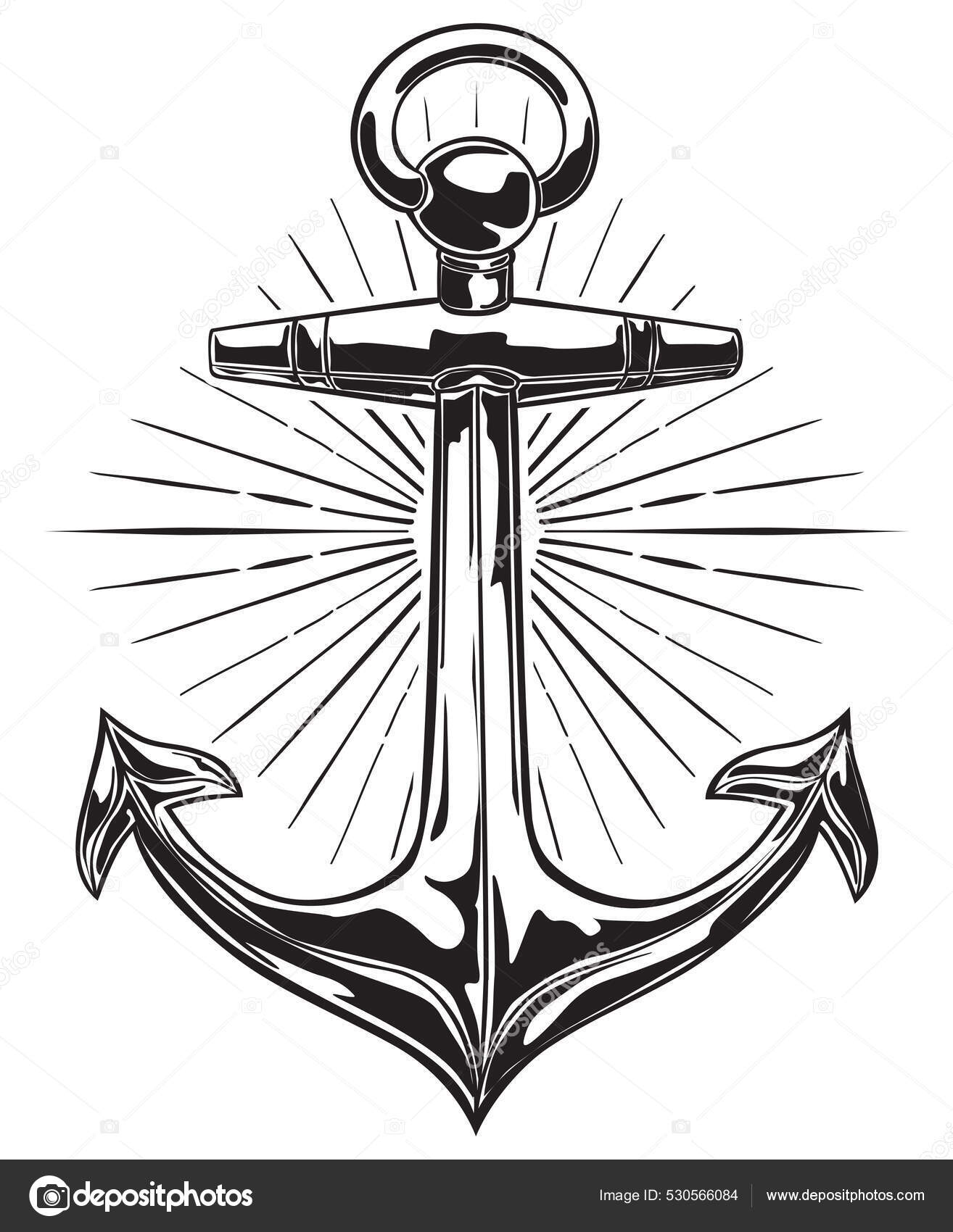 Anker Uendelig Symbol Schwarz Weißes Eisen Anker Symbol Dekoratives