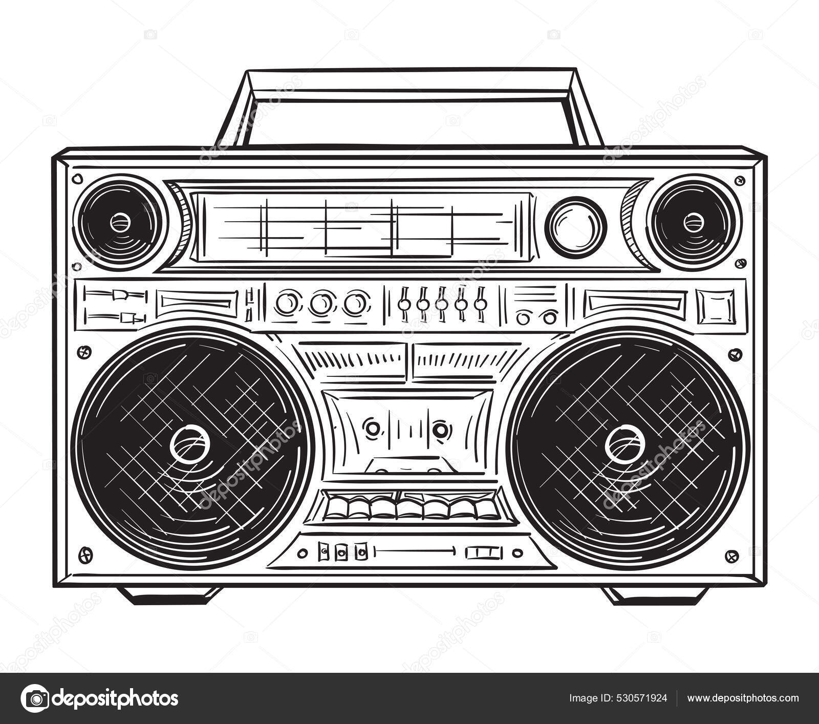 80s Boombox Drawing
