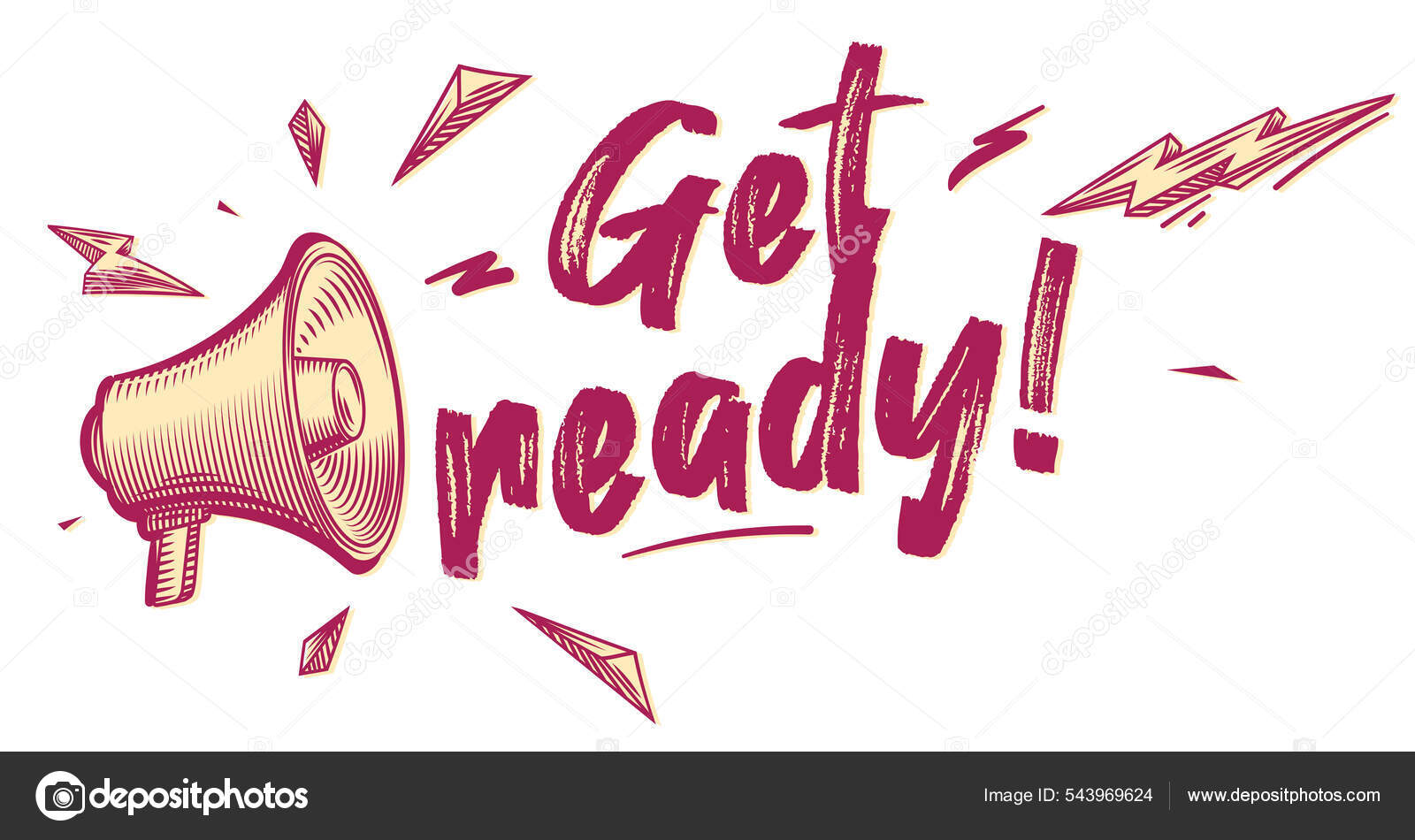 Prepárate Signo Publicitario Con Megáfono Vector de stock #543969624 de ...