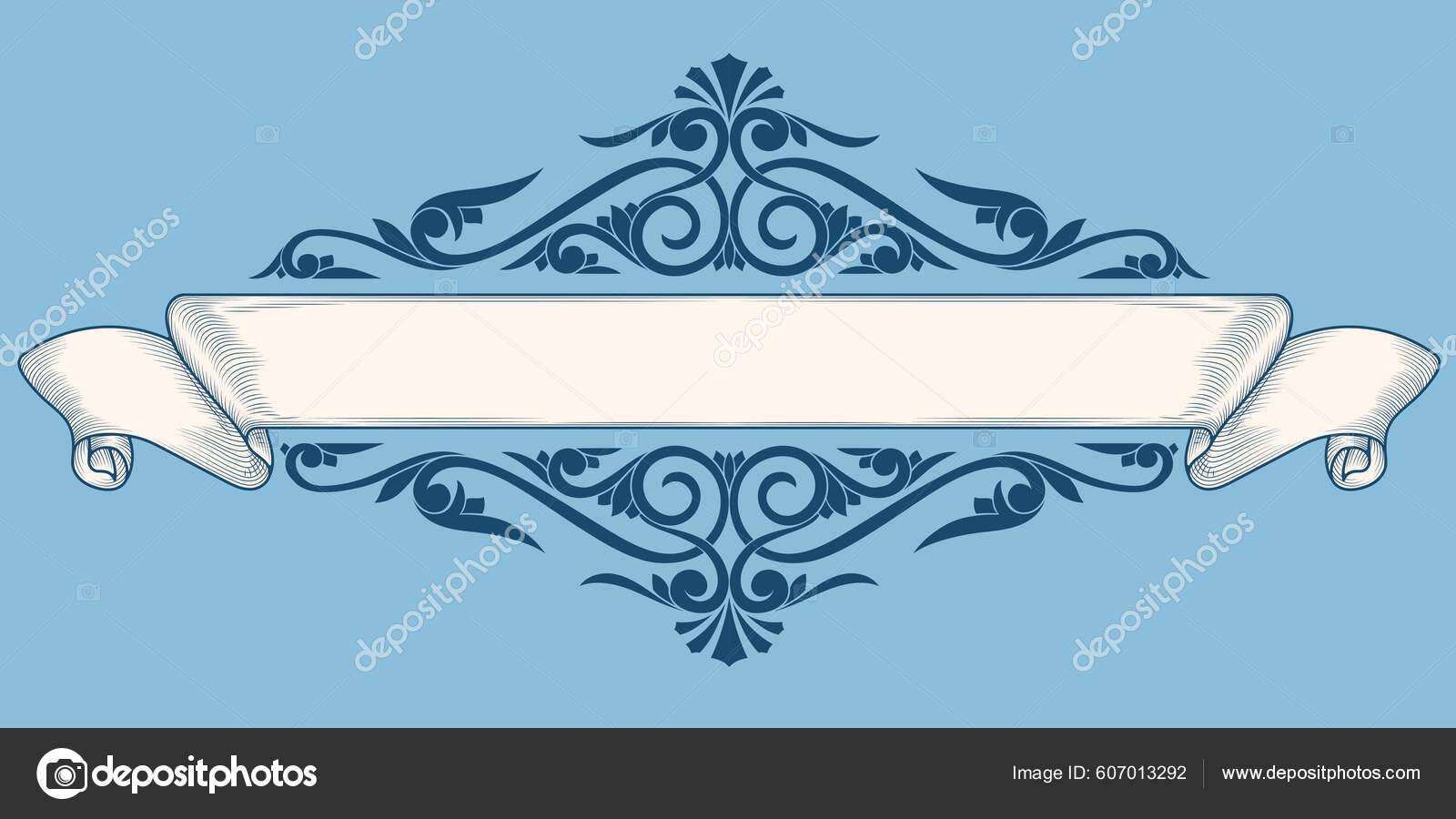 Decorative Monochrome Ornate Retro Blank Scroll Emblem Stock Vector by ...