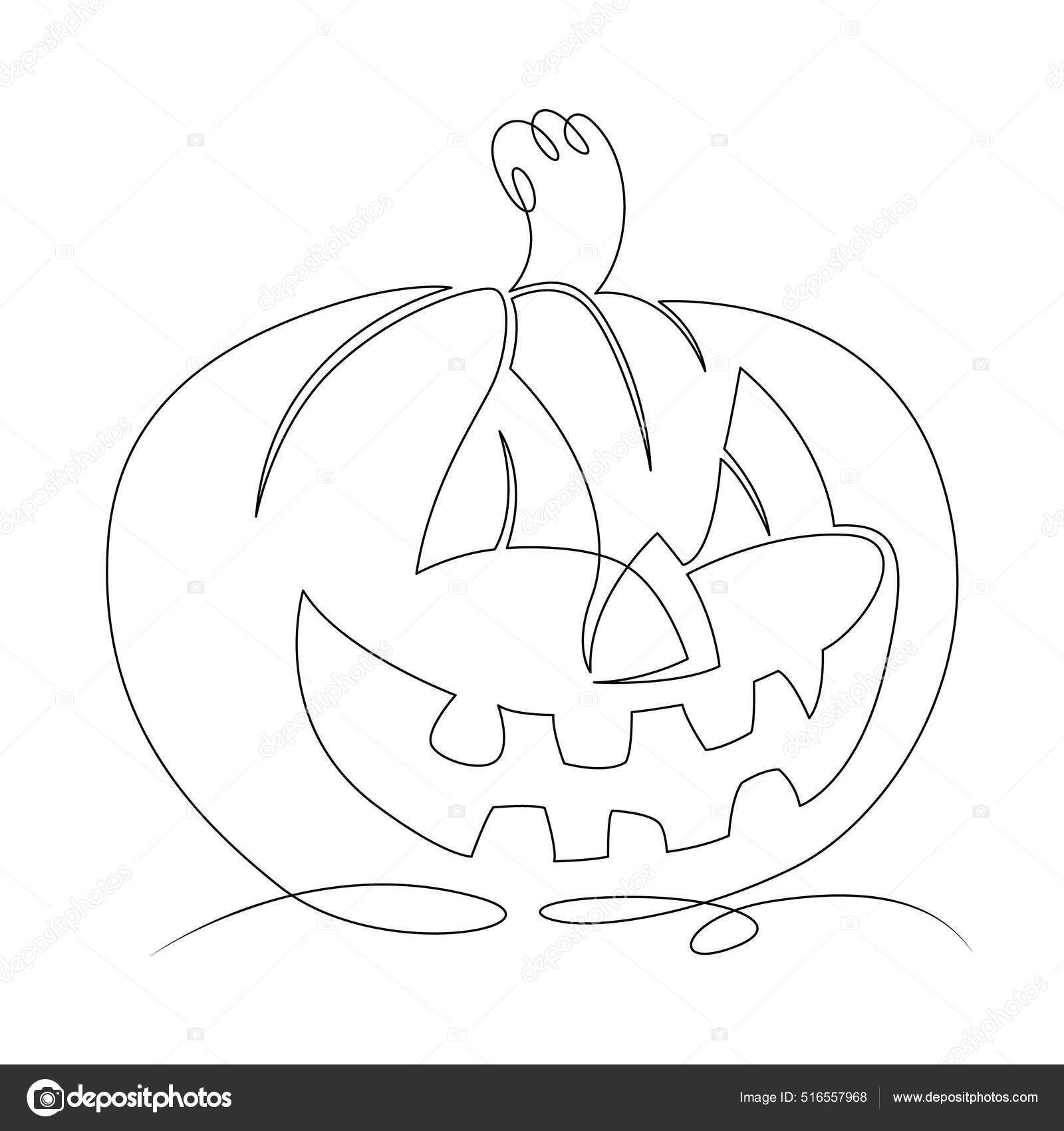 One Continuous Line Pumpkin Jack Smile Face Halloween One Continuous ...