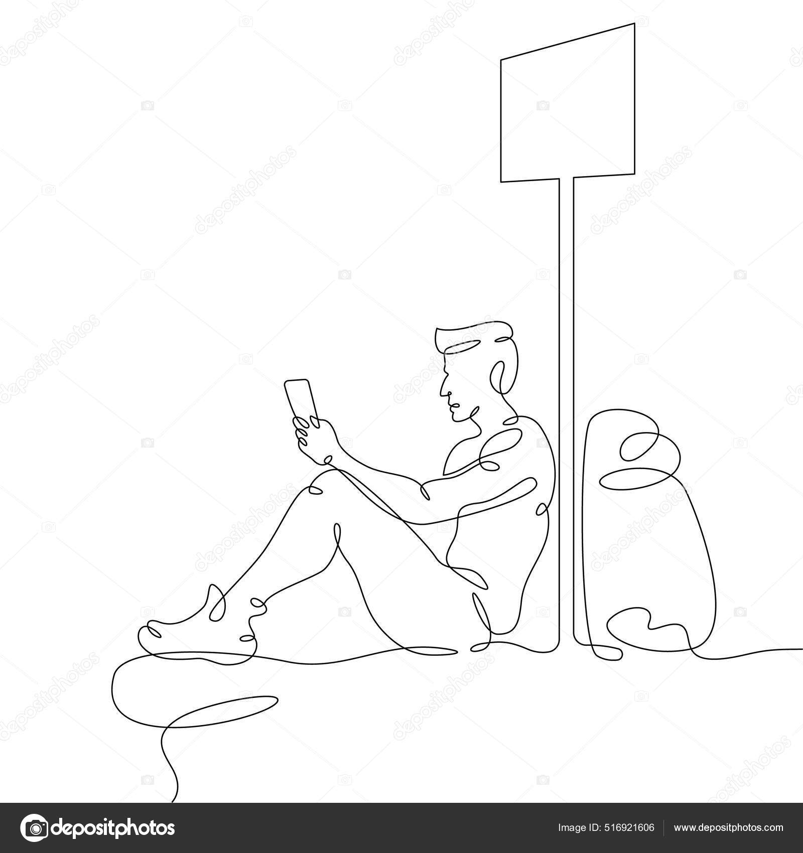 One Continuous Line Transport Passenger Bus Stop Passenger Waiting Bus ...