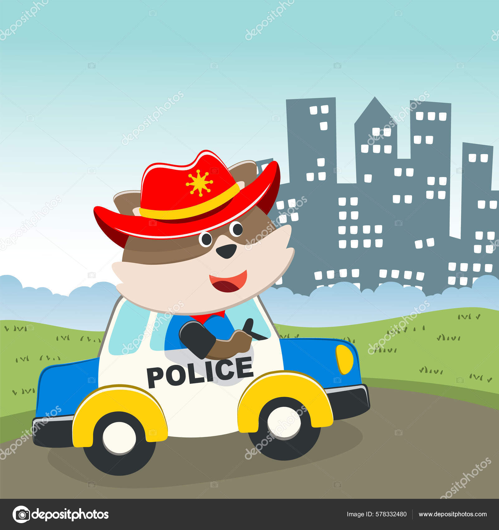 Police Patrol Animal Cartoon Vector Illustration Creative Vector ...
