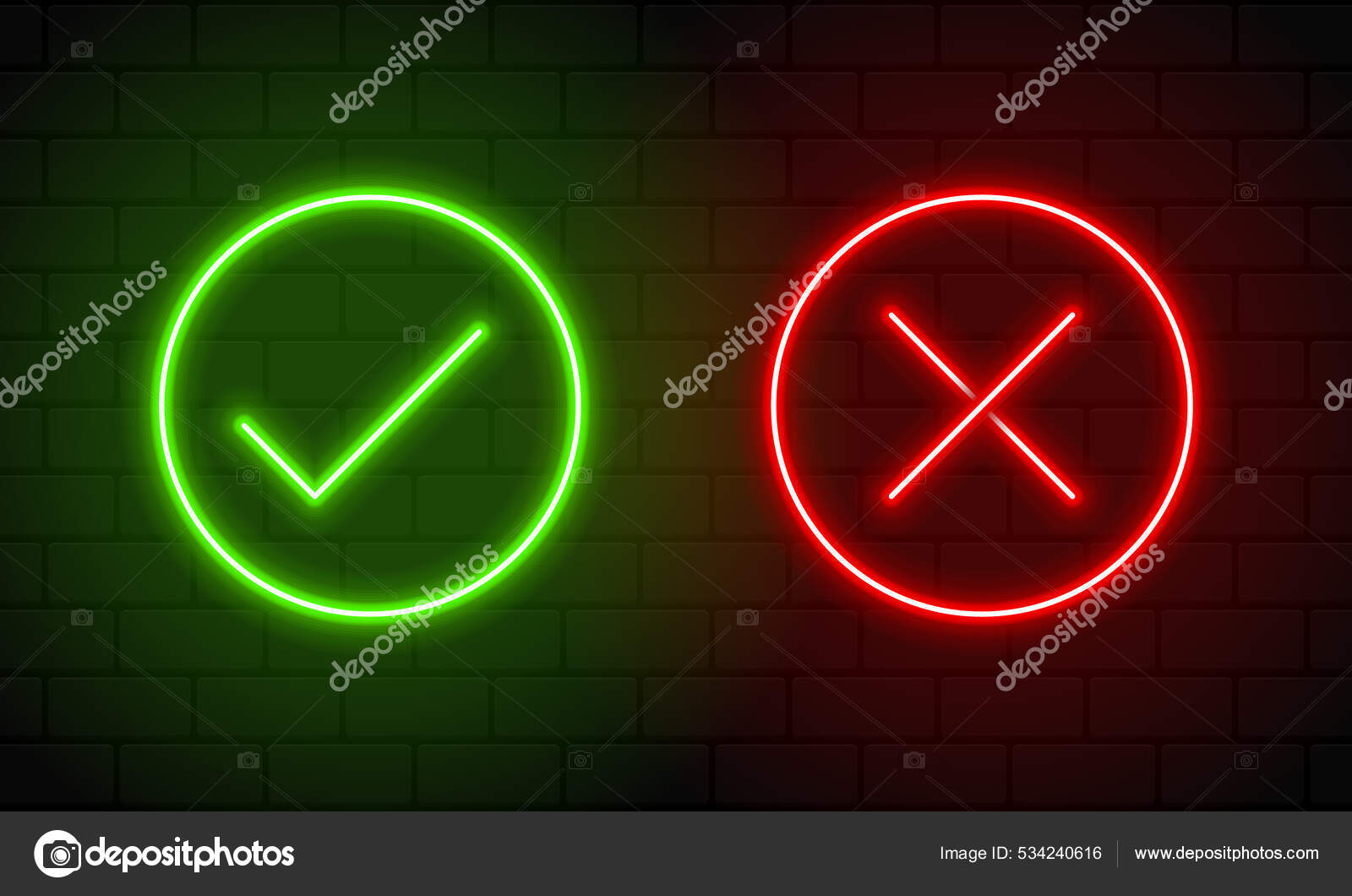 Marca Verificación Marca Cruzada Estilo Neón Marcas Verificación Verde ...