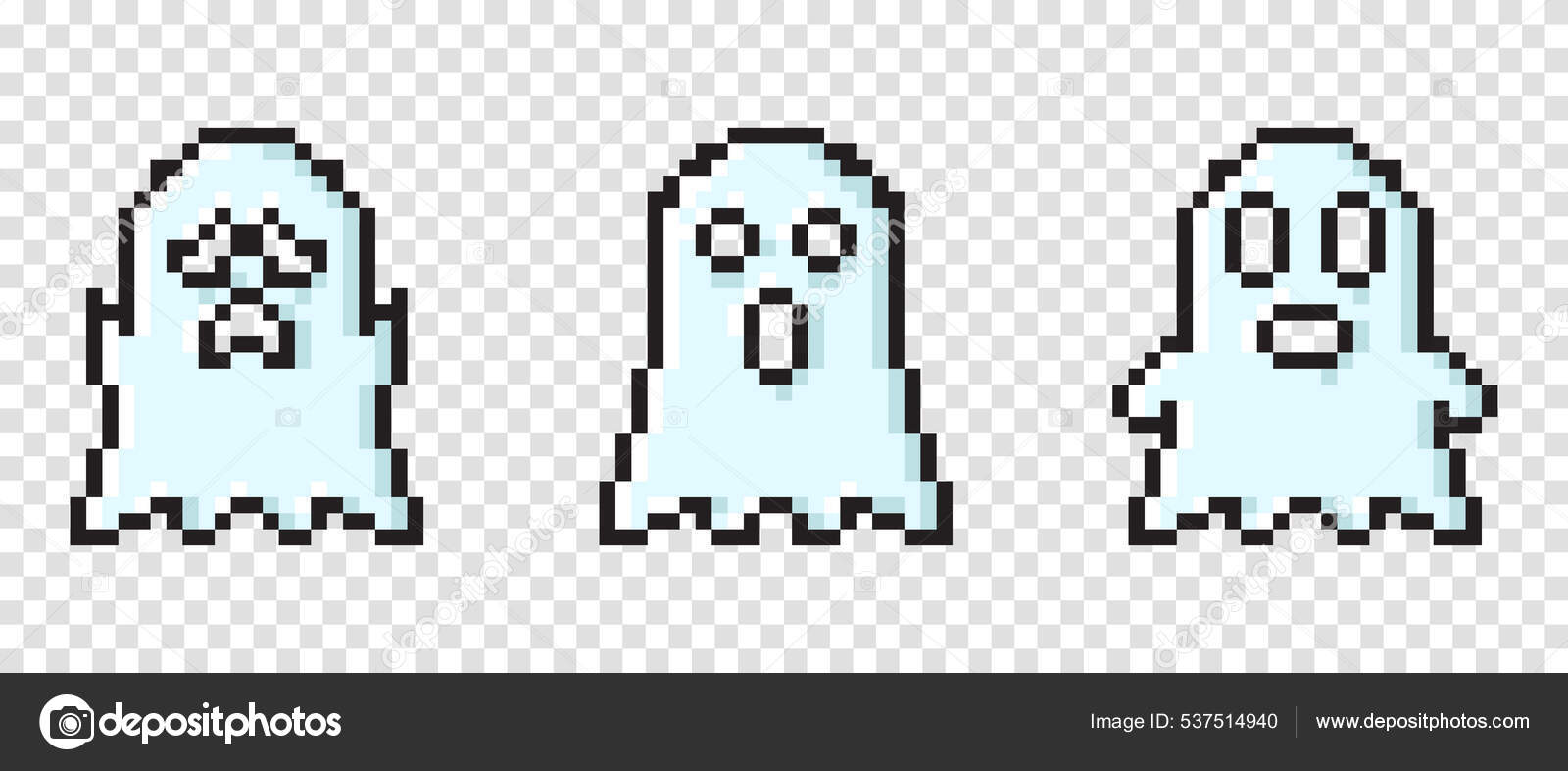 Set Vector Pixel Art Ghost Pixel Character Ghosts Pixel Art Imagem Vetorial De © Aozorastock
