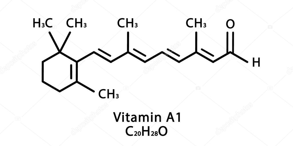 Vitamina A1 Estructura molecular retiniana. Vitamina A1 F rmula qu mica esquel tica retiniana. F ...
