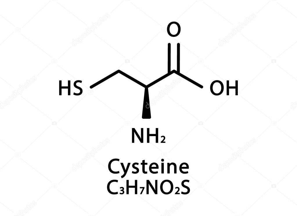 Estructura molecular de cisteína. Fórmula química esquelética de ...