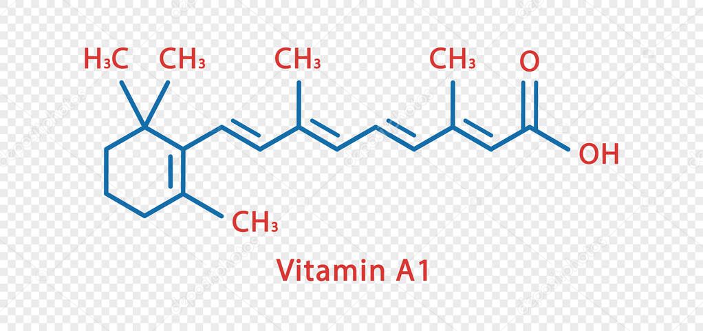 Fórmula química de vitamina A1. Fórmula química estructural de la ...