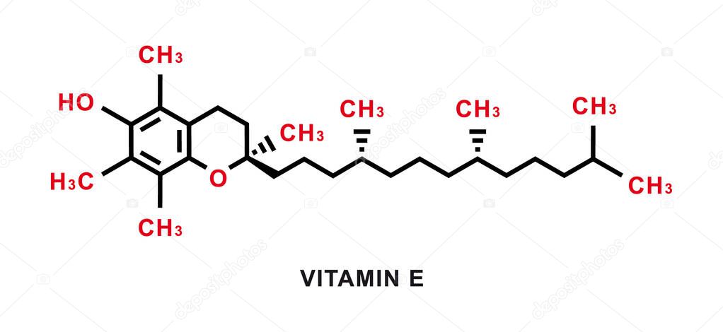 Fórmula química de vitamina E. Estructura molecular química de vitamina ...