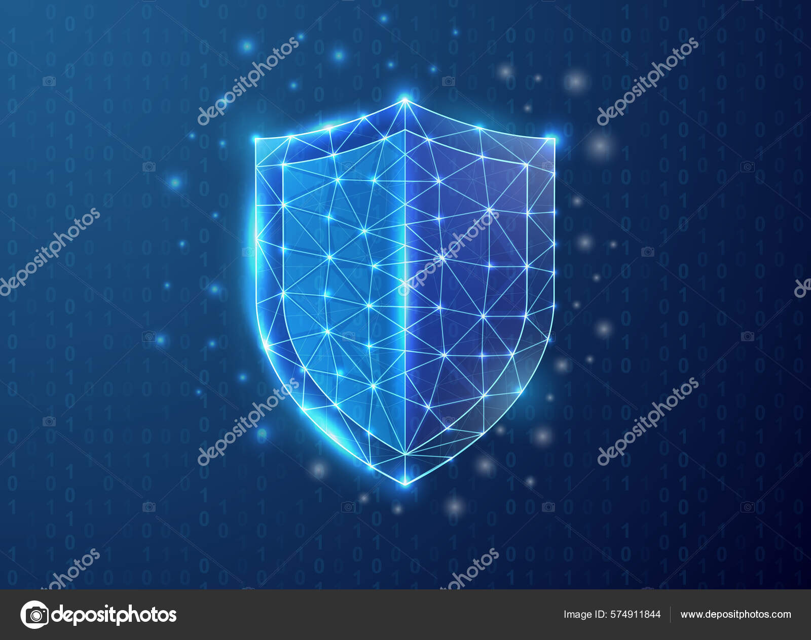 Shield Polygonal Symbol Binary Code Background Antivirus Concept Design Vector Stock Vector ...