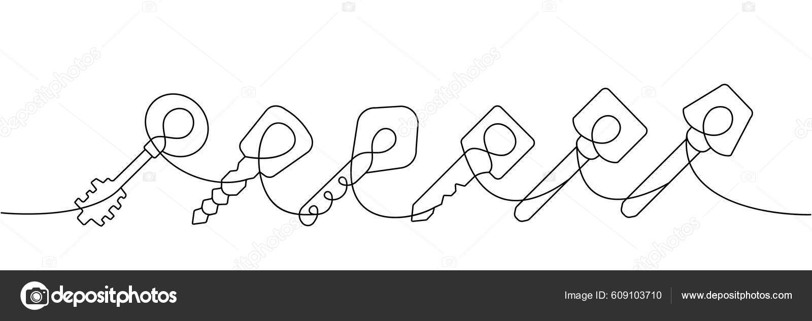 Set Key One Line Continuous Drawing Home Key Continuous One Stock ...