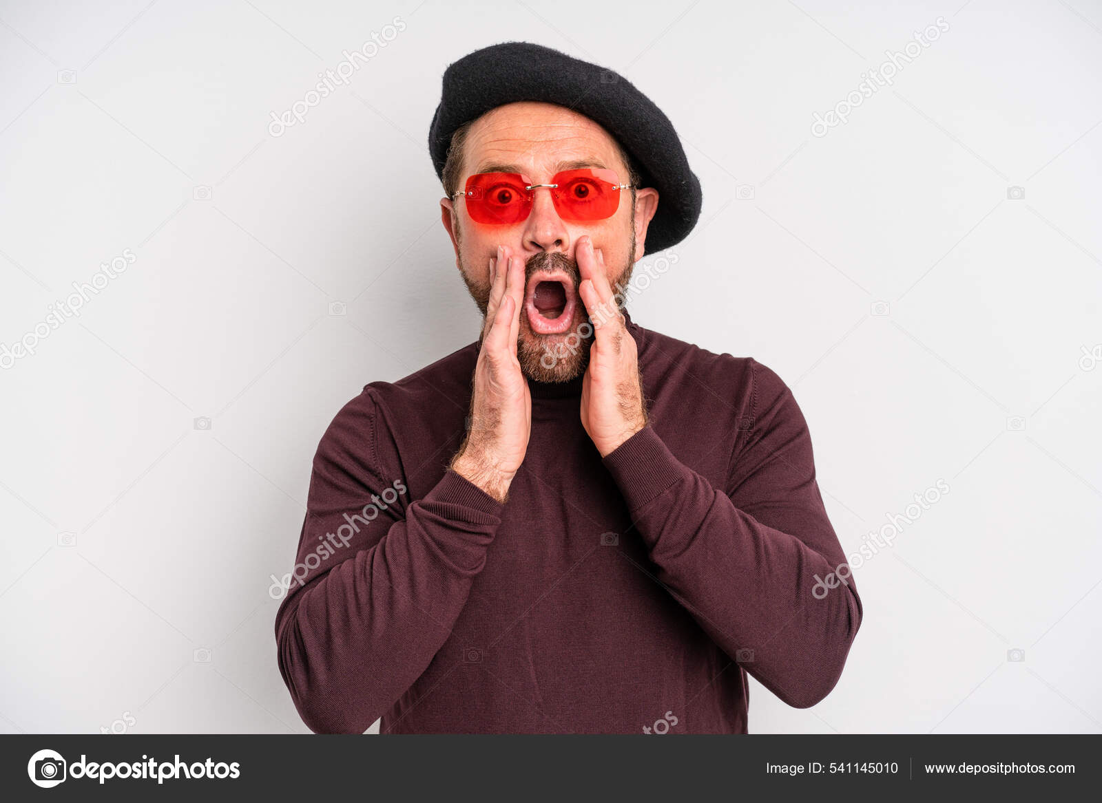 Middle Age Man Feeling Shocked Scared Actor Artist Concept — Stock ...