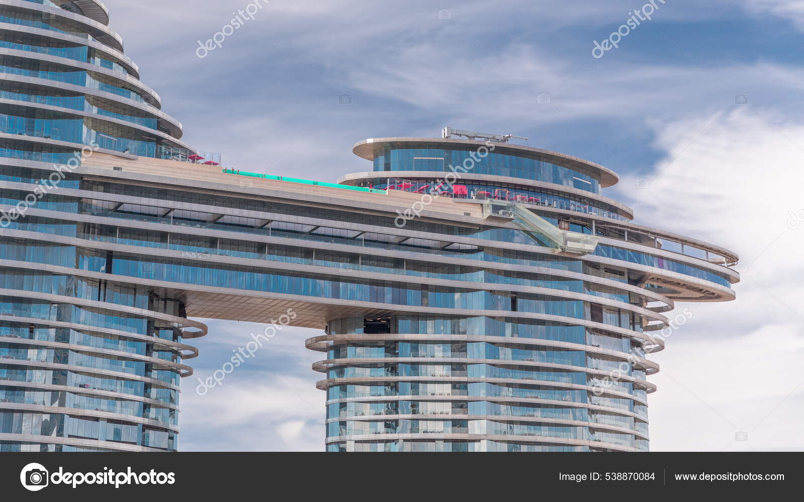 Rooftop Swimming Pool Roof Bridge Bewteen Skyscrapers View City Aerial ...