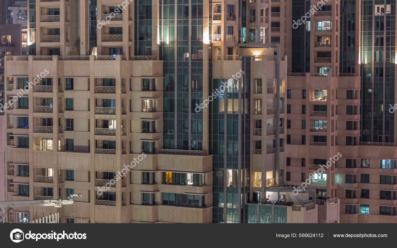 Windows High Rise Building Exterior Late Evening Glowing Blinking ...