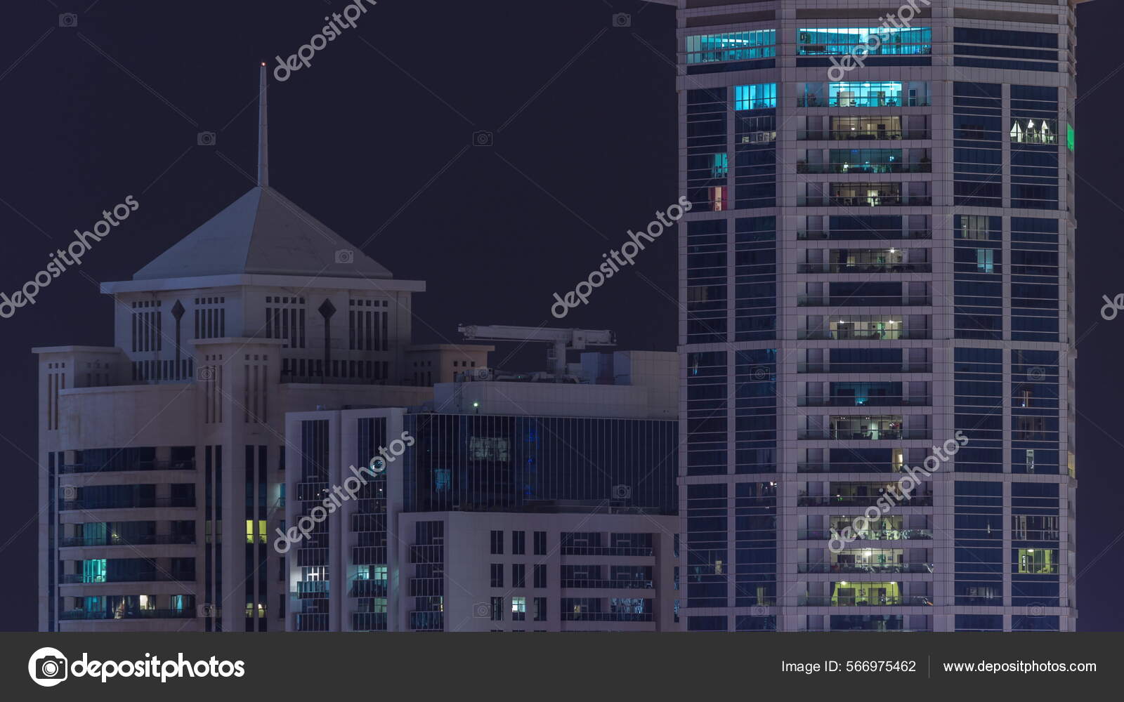 Windows High Rise Building Exterior Late Evening Glowing Blinking ...