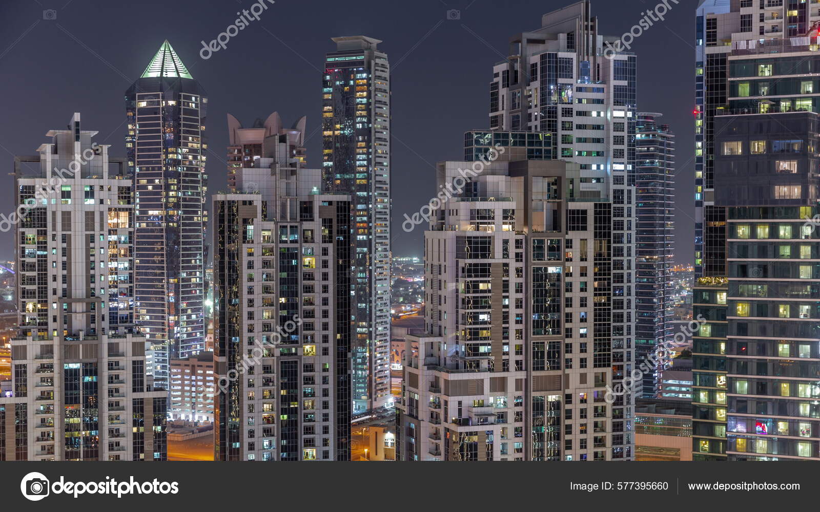 Bay Avenue Illuminated Modern Towers Residential Development Business ...