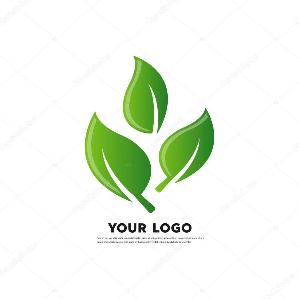 Hoja verde símbolo del logotipo ecológico, vector de ilustración 2022