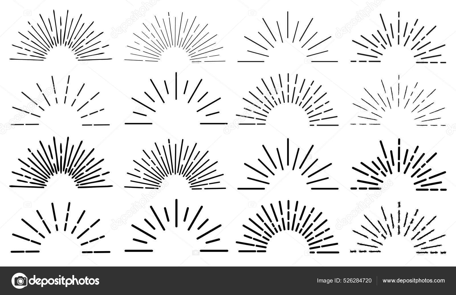 Sun Rays Drawing Black And White