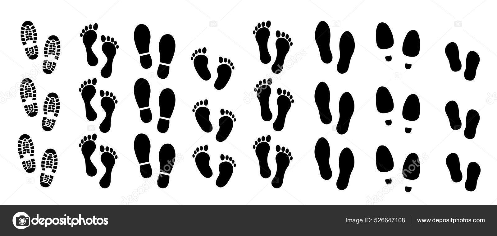 Passo Passo Ícone Definido Sapatos Passos Sinal Vetor Ilustração ...