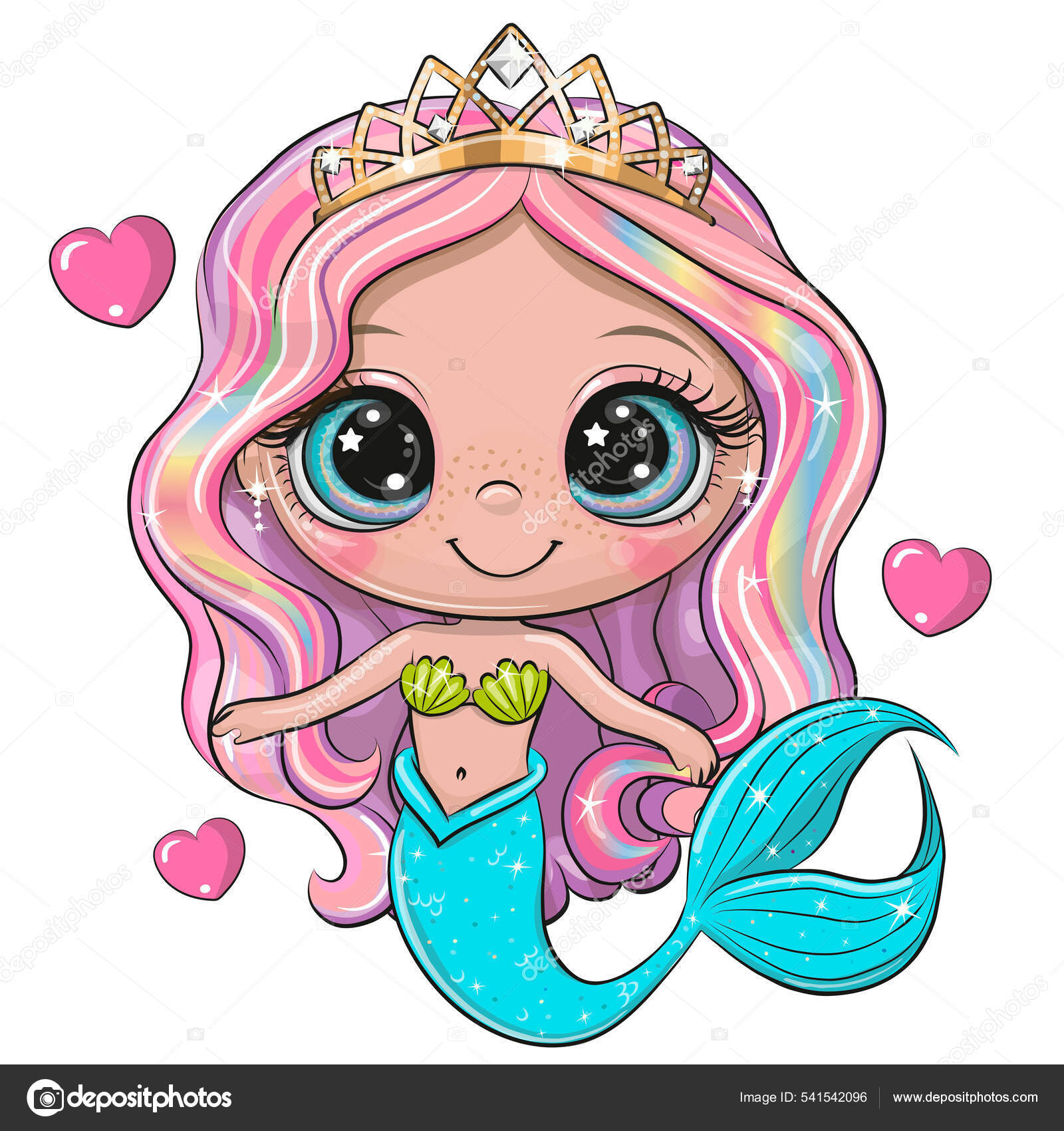 Sød Tegneserie Havfrue Med Lyserødt Hår Hvid Baggrund Stockvektor af ©Reginast777 541542096