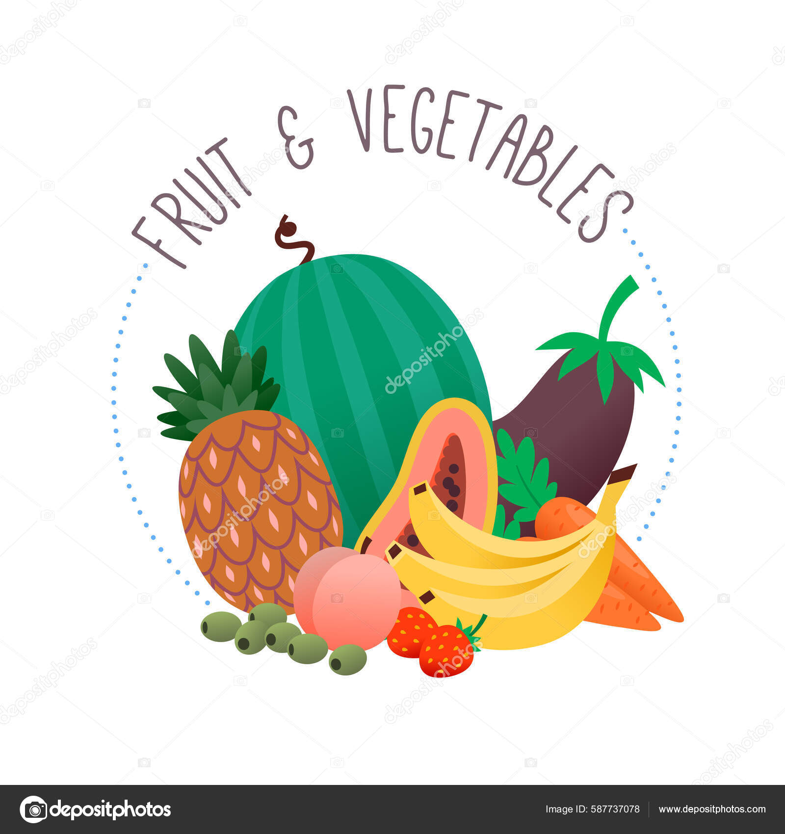 Label Lingkaran Untuk Bagian Buah Dan Sayuran Dari Toko Kelontong ...