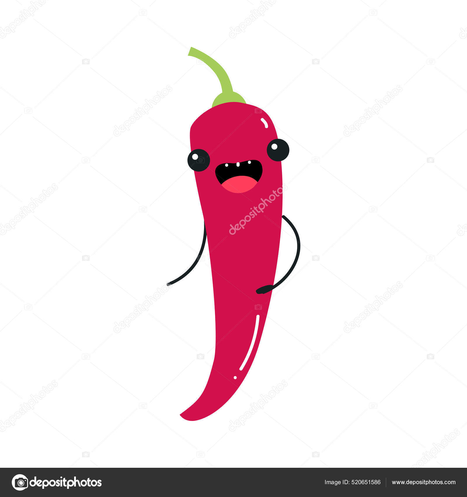 Image vectorielle Caractère marrant de légume de piment avec le visage ...