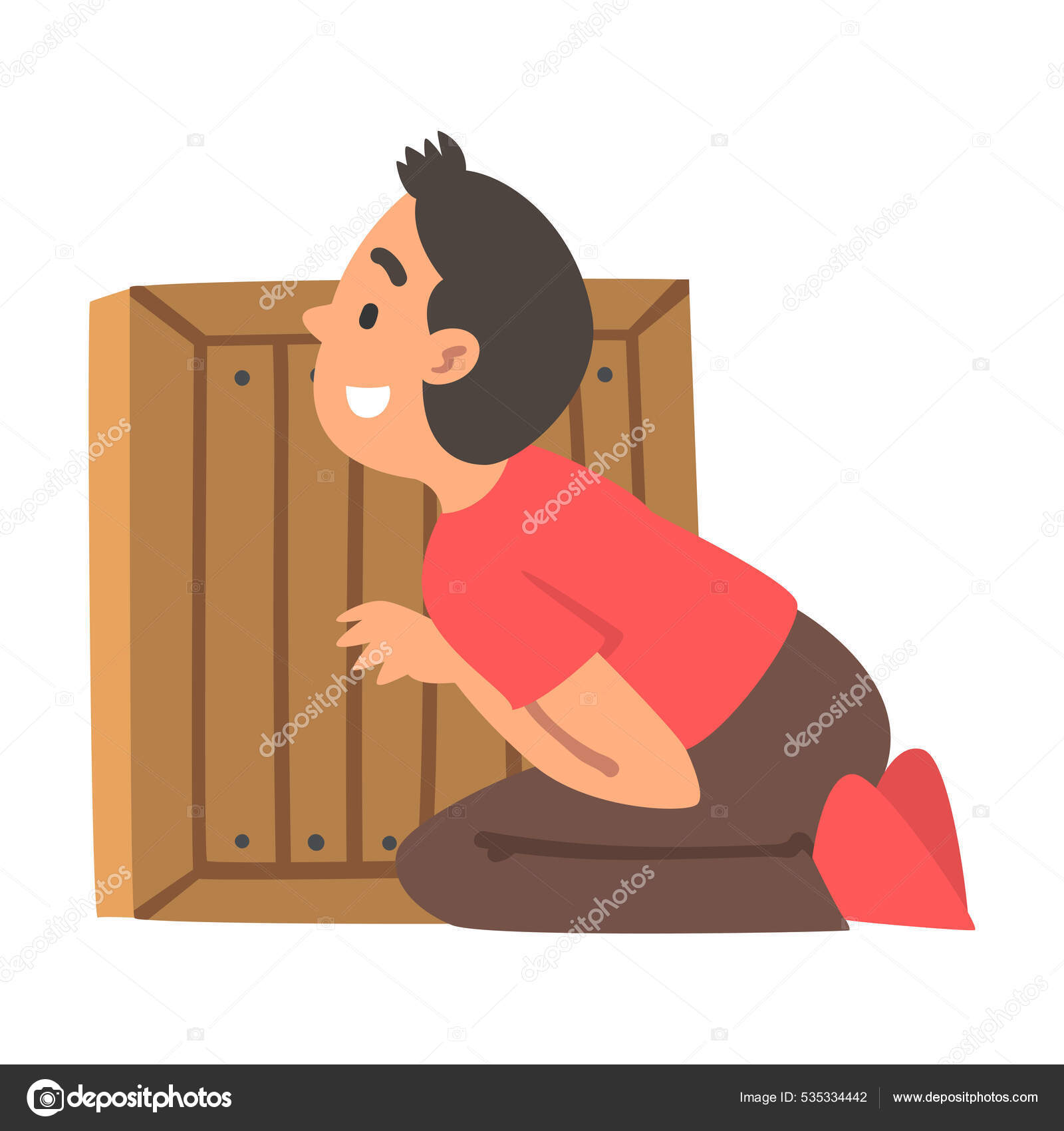 Pequeño niño jugando a esconderse y buscar ocultar detrás de jaula de ...