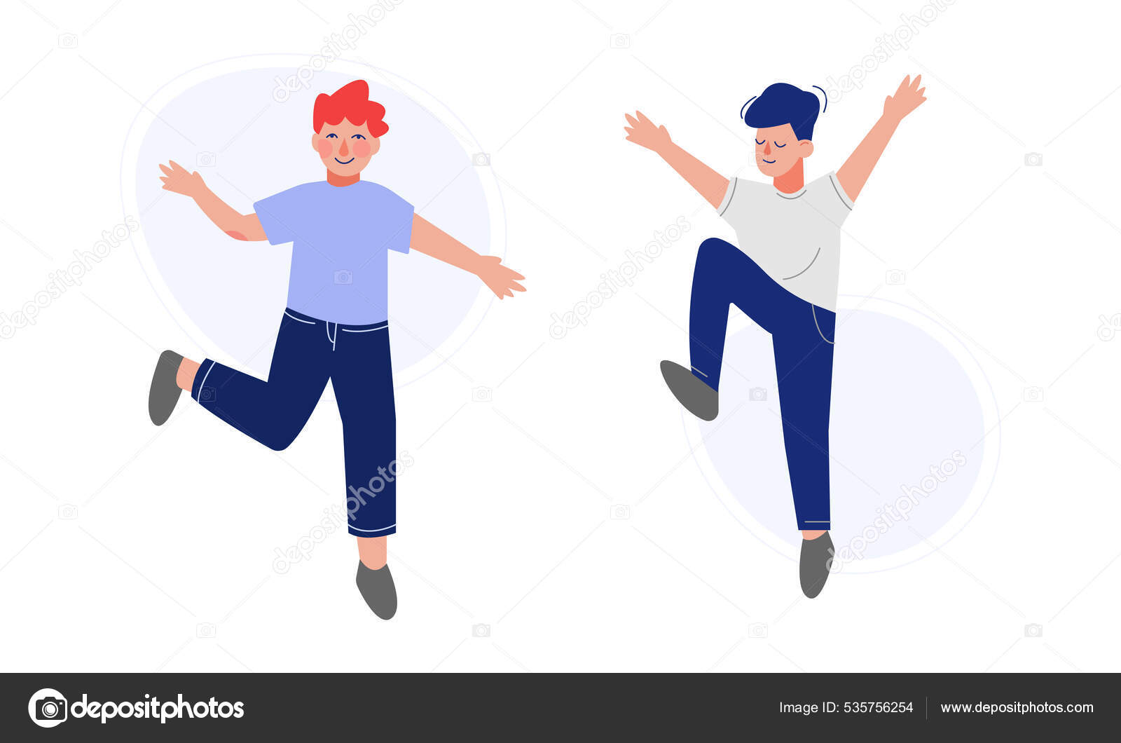 Positive Boy Jumping with Joy and Excitement Rejoicing Vector Set Stock ...