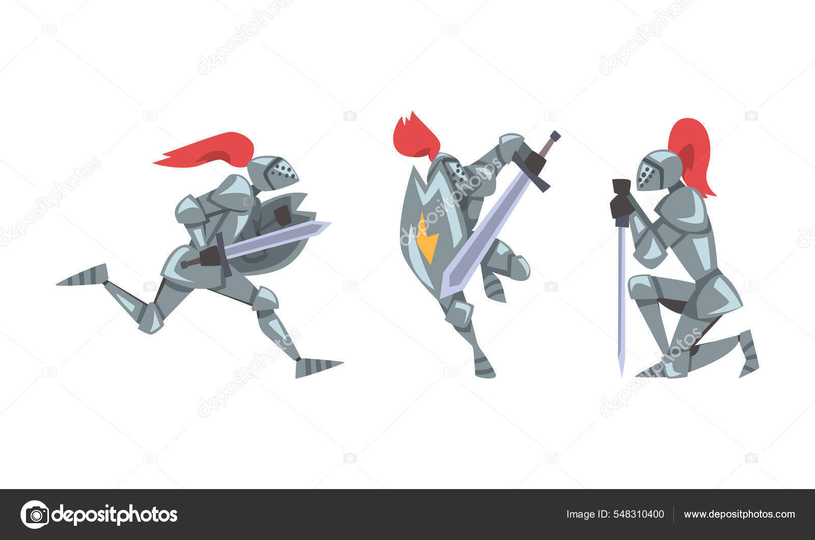 Image vectorielle Chevalier Médiéval Personnages Dans Différentes ...