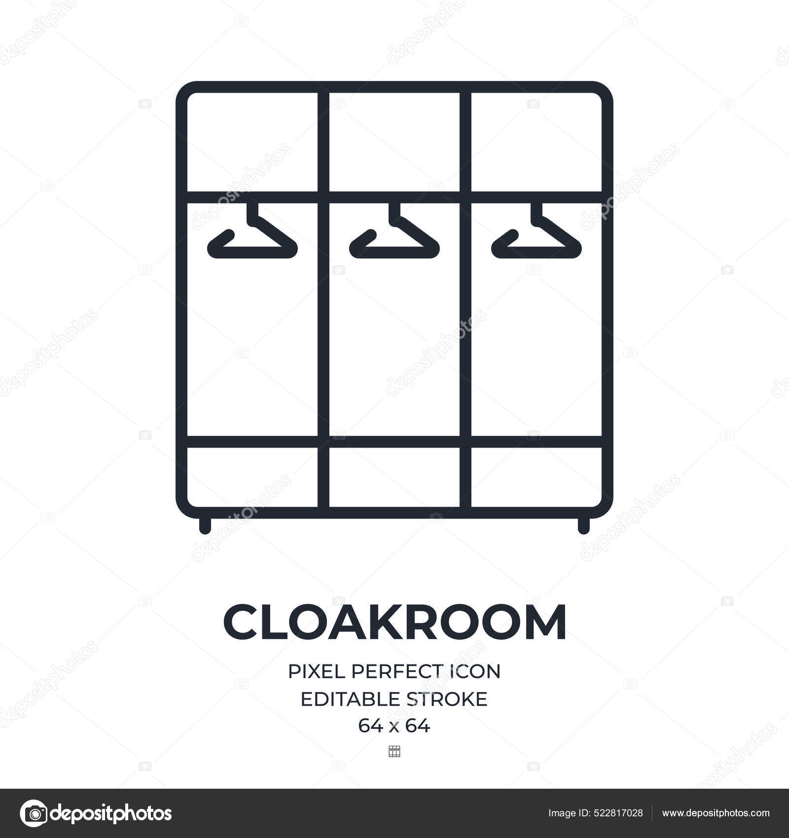Cloakroom Editable Stroke Outline Icon Isolated White Background Flat ...