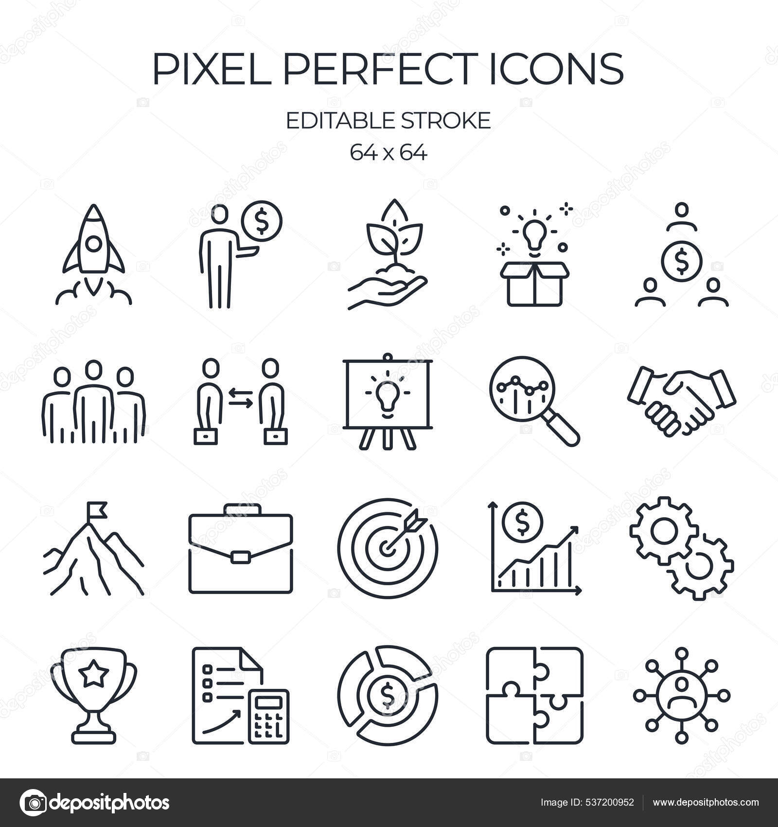 Startup Business Launch Related Editable Stroke Outline Icons Set Isolated Stock Vector by ...