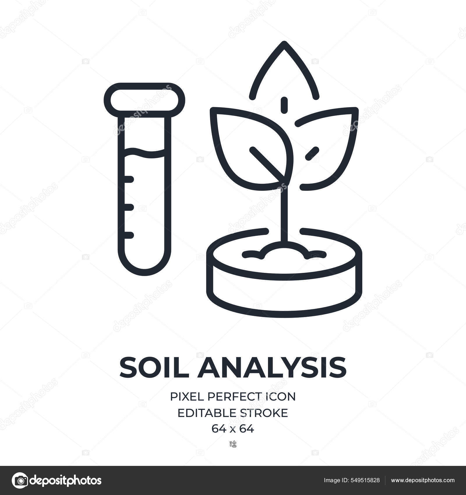 Soil Analysis Concept Editable Stroke Outline Icon Isolated White ...