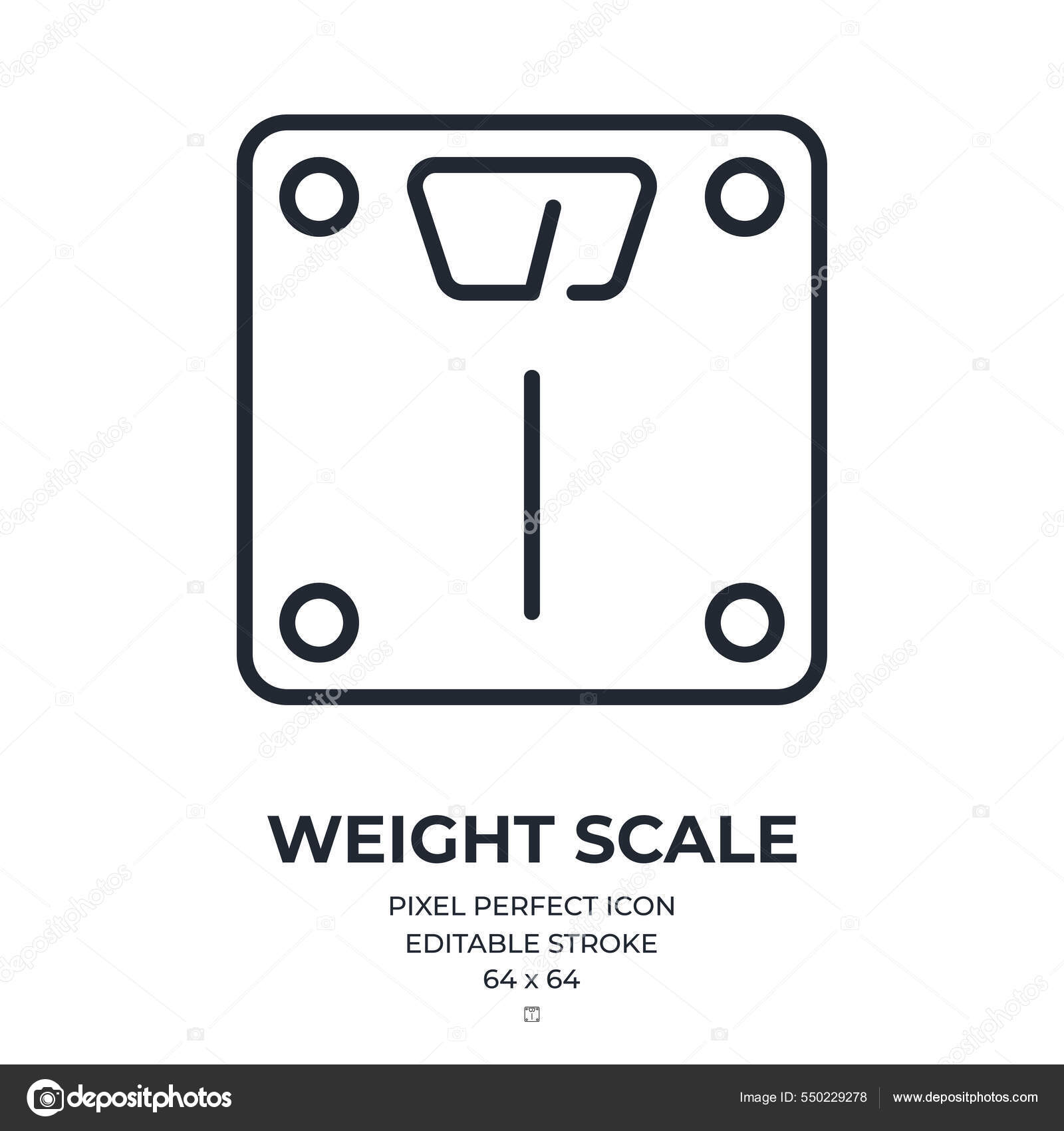 Weight Scale Editable Stroke Outline Icon Isolated White Background ...
