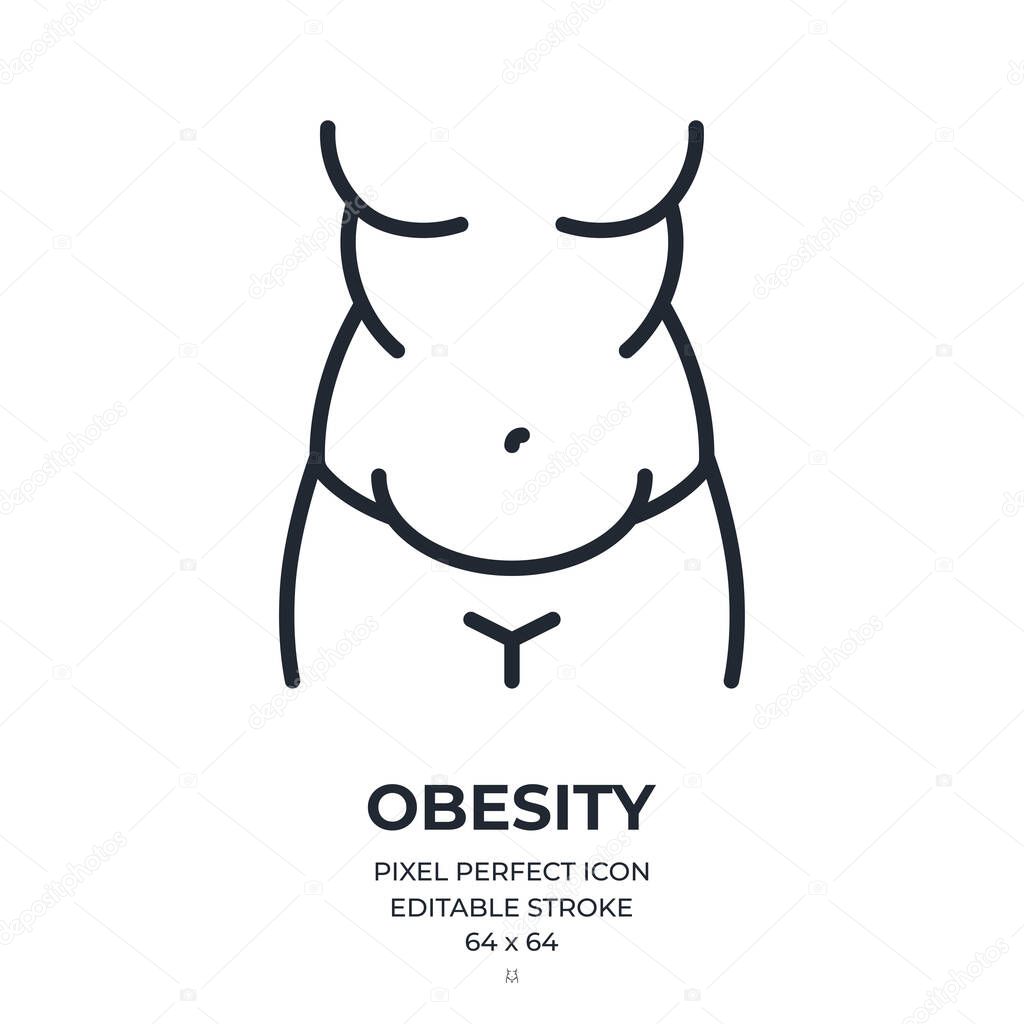 Concepto de obesidad icono de contorno de trazo editable aislado sobre fondo blanco ilustraci n ...