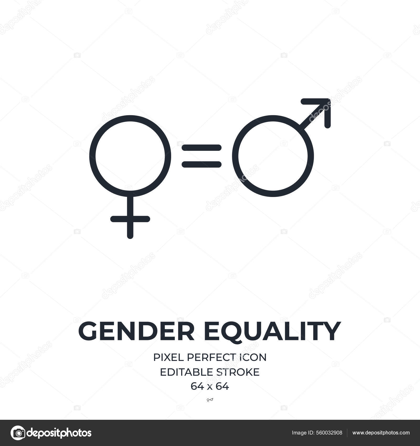 Gender Equality Concept Editable Stroke Outline Icon Isolated White ...