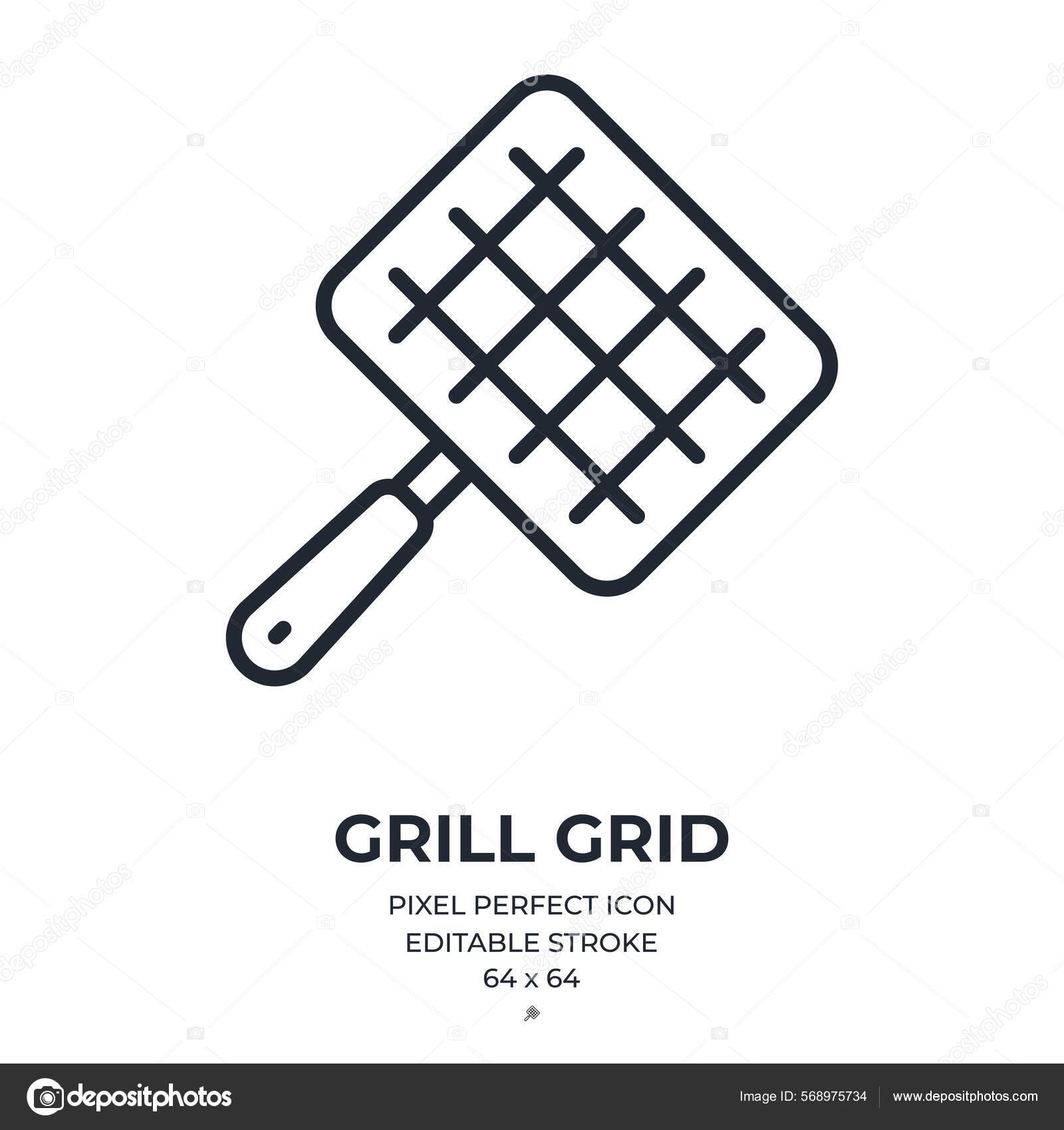 Grill Grid Editable Stroke Outline Icon Isolated White Background Flat ...
