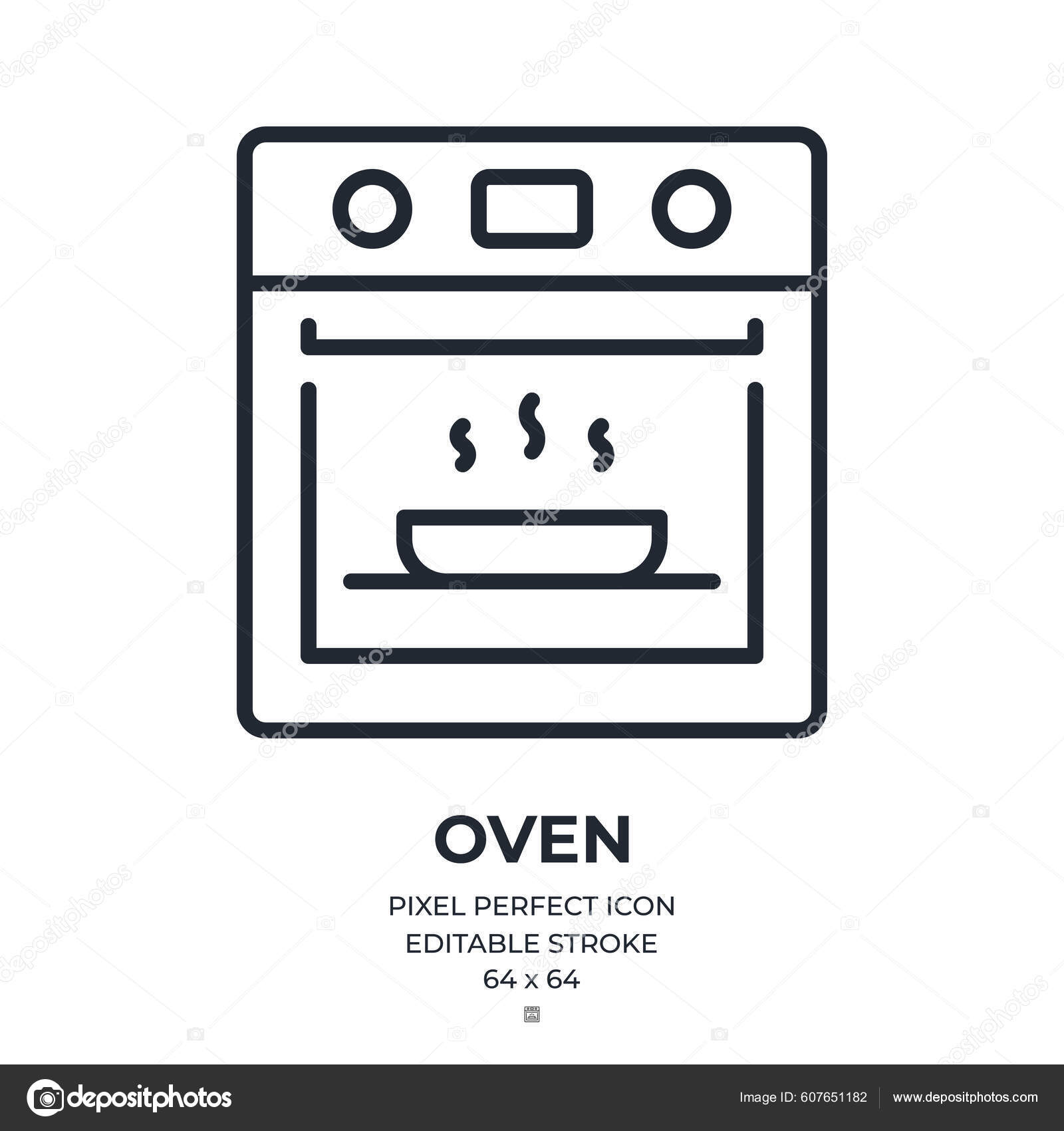 Oven Editable Stroke Outline Icon Isolated White Background Flat Vector ...