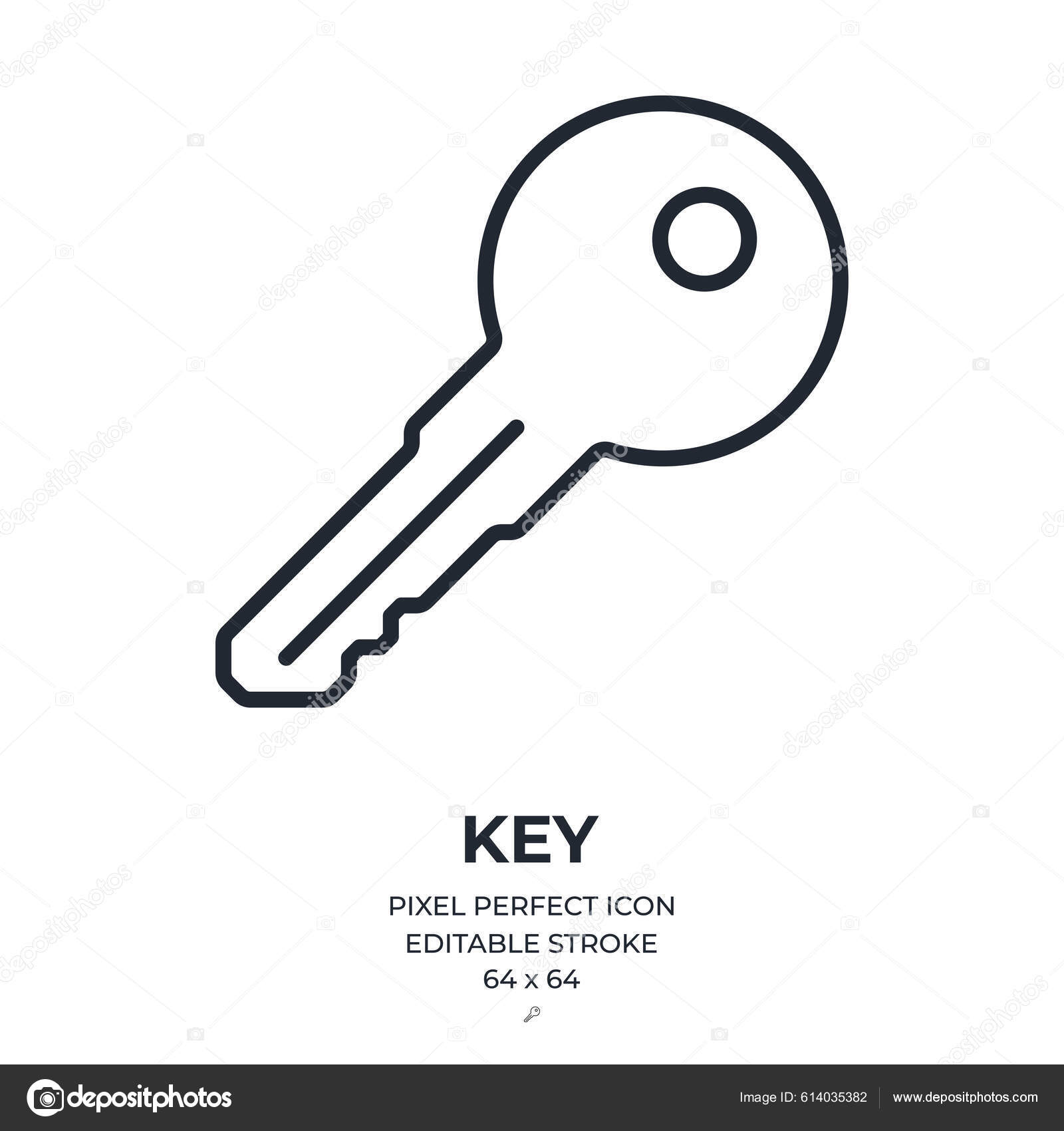 Key Editable Stroke Outline Icon Isolated White Background Flat Vector ...