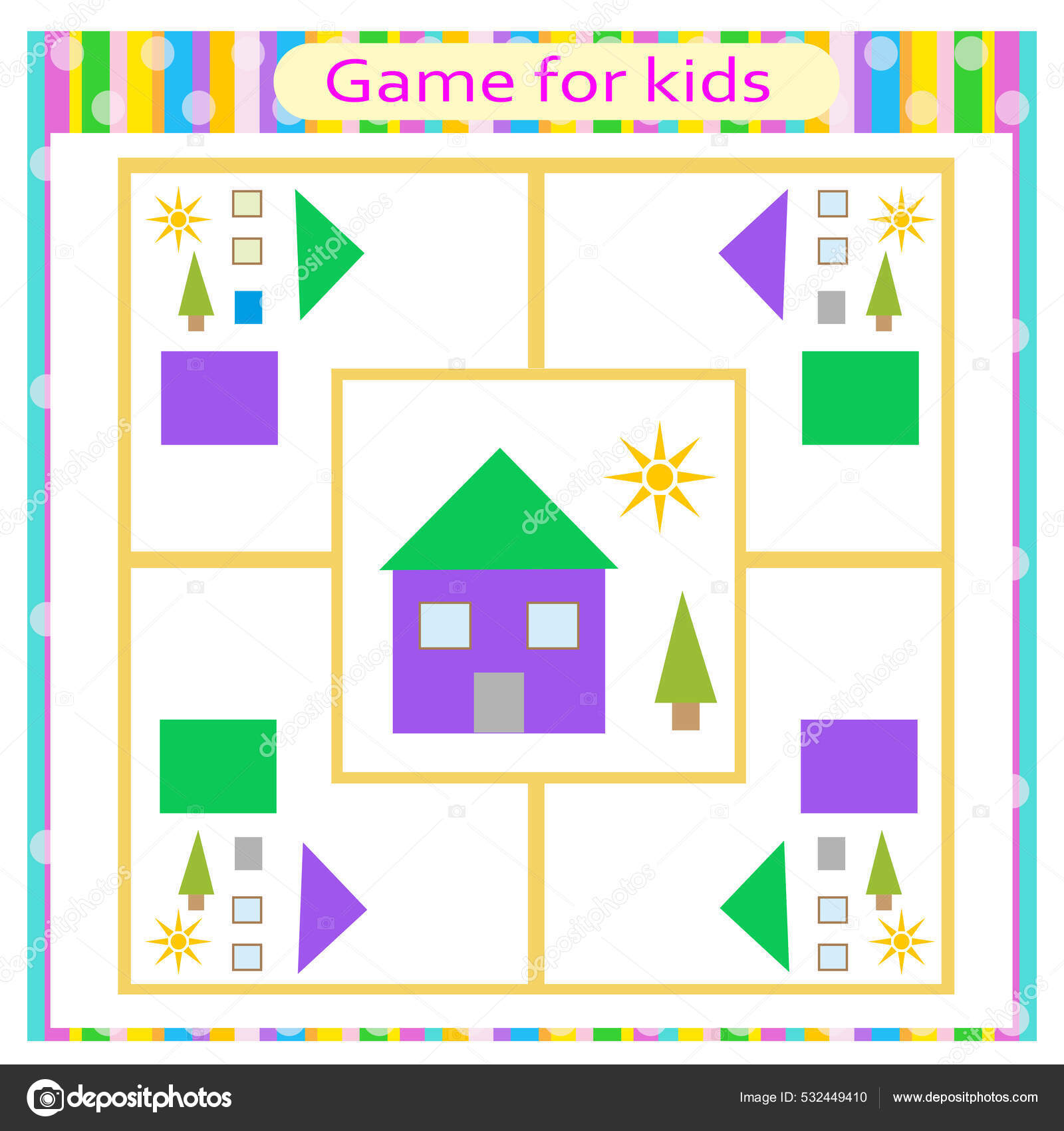 Education Logic Game Kids Connect Details Geometric Shapes Preschool ...