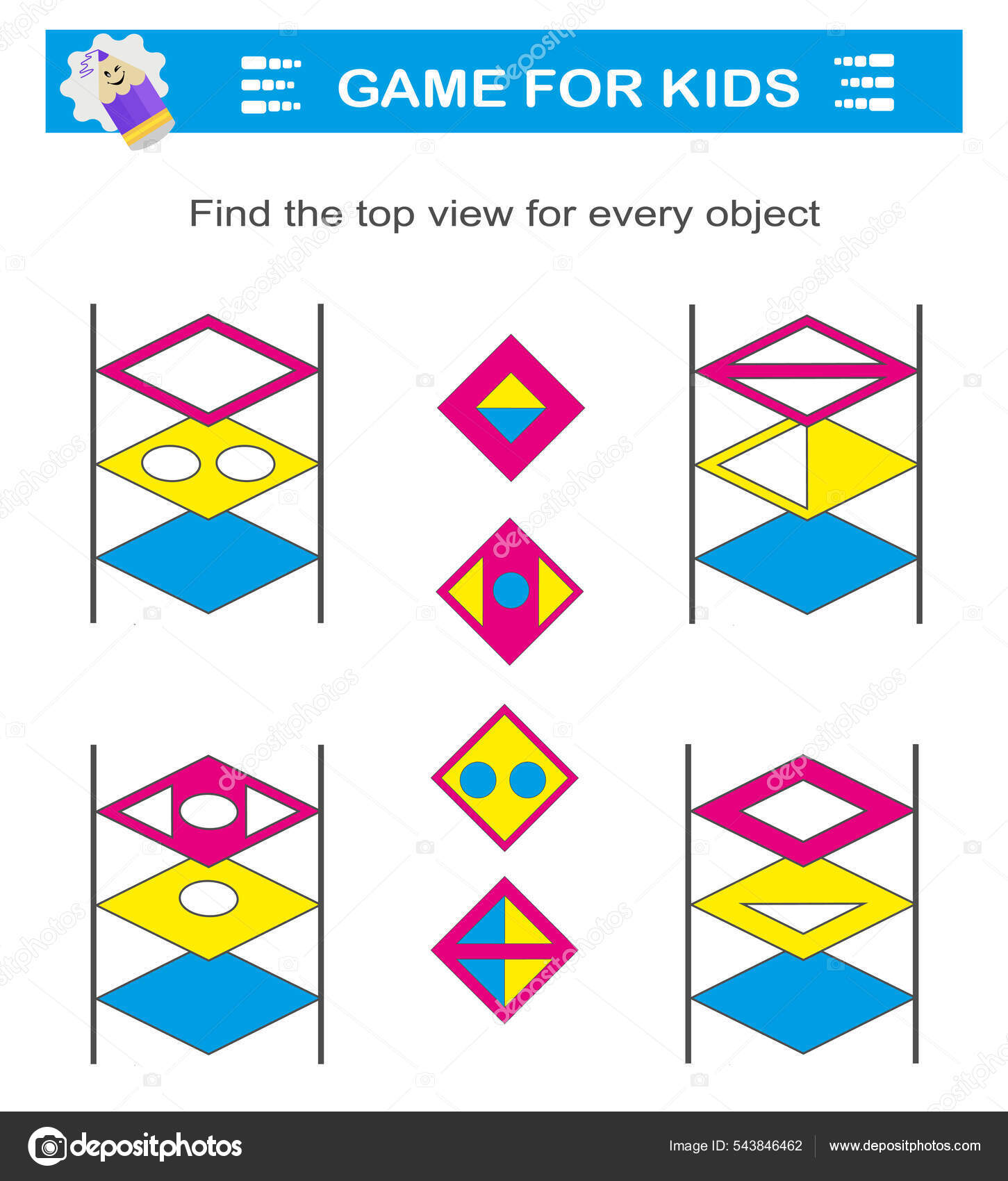 Logical Puzzle Game Attention Tasks Children Need Find Correct Top ...