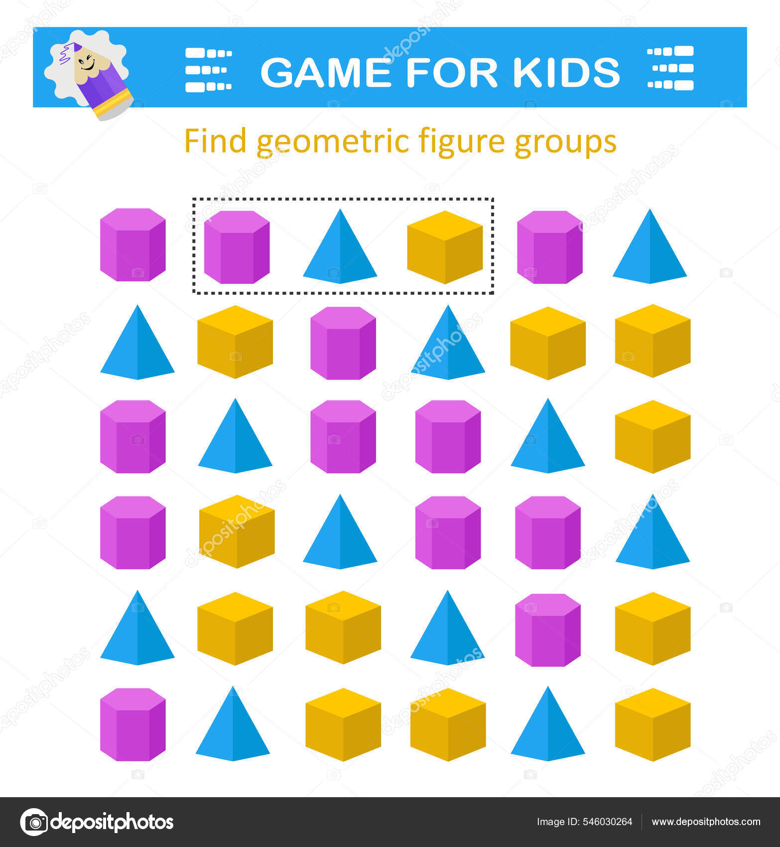 Game Children Find Geometric Figure Groups Example Attention Tasks ...