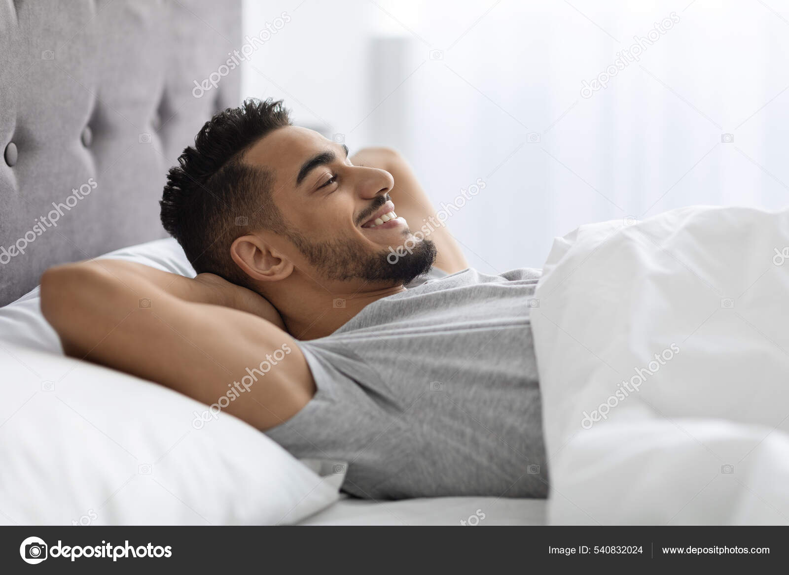 Man Sleeping In Bed Side View