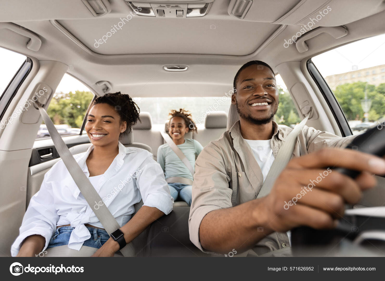 Family Riding In Car