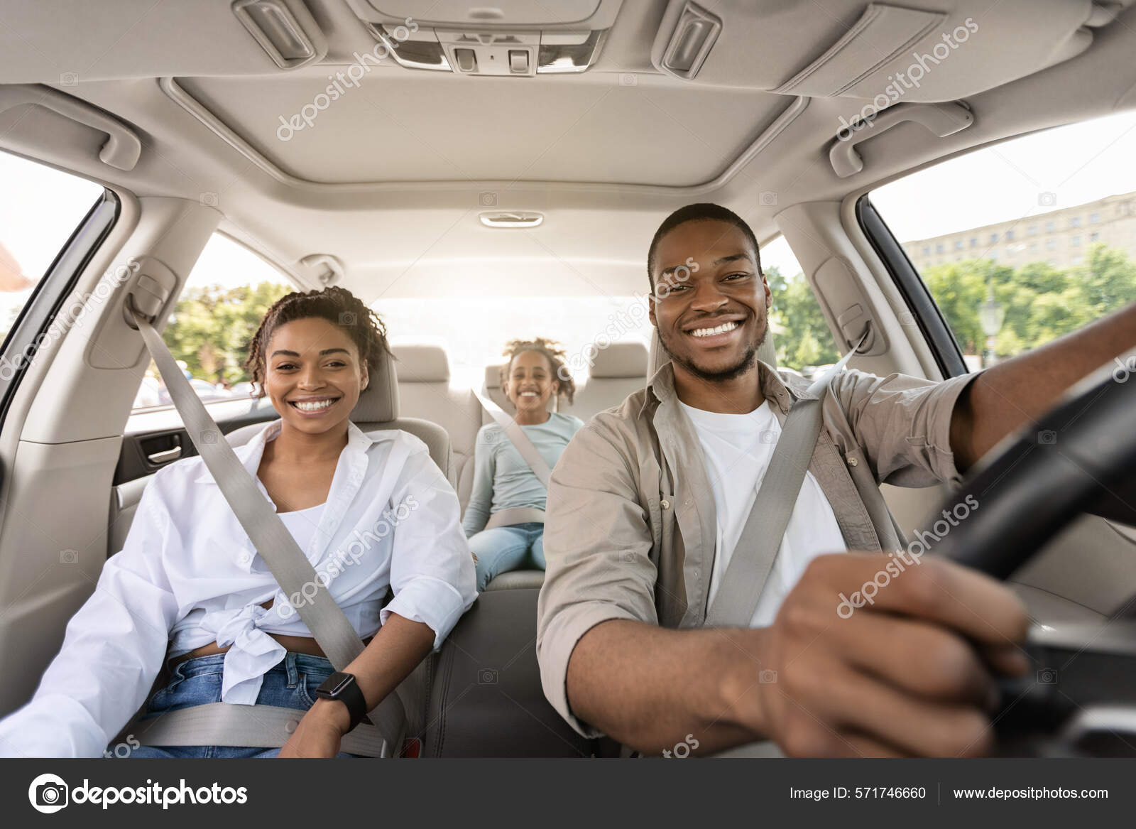 Family Riding In Car