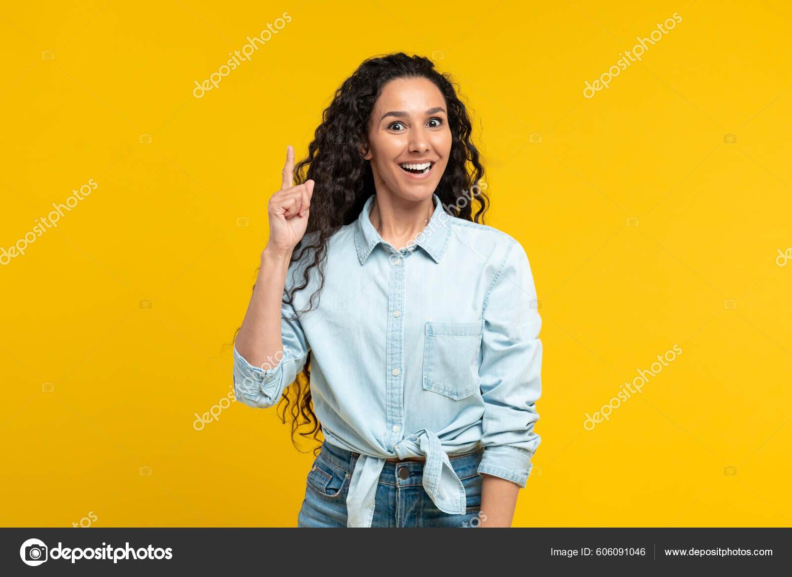 Great Idea Cheerful Middle Eastern Woman Pointing Finger Smiling Camera ...
