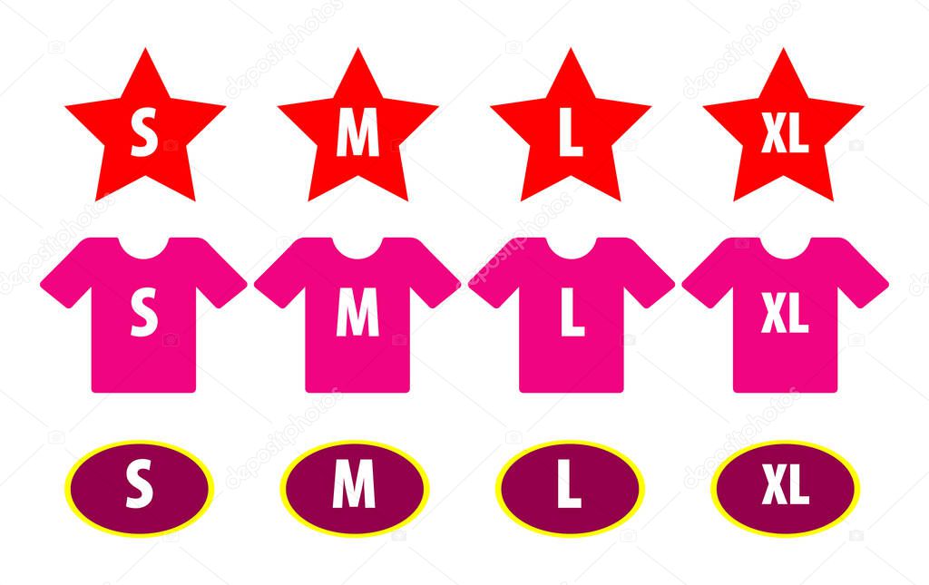 conjunto de etiqueta de ropa de tamaño simple aislada o etiqueta de cinta de tela de ropa en ...