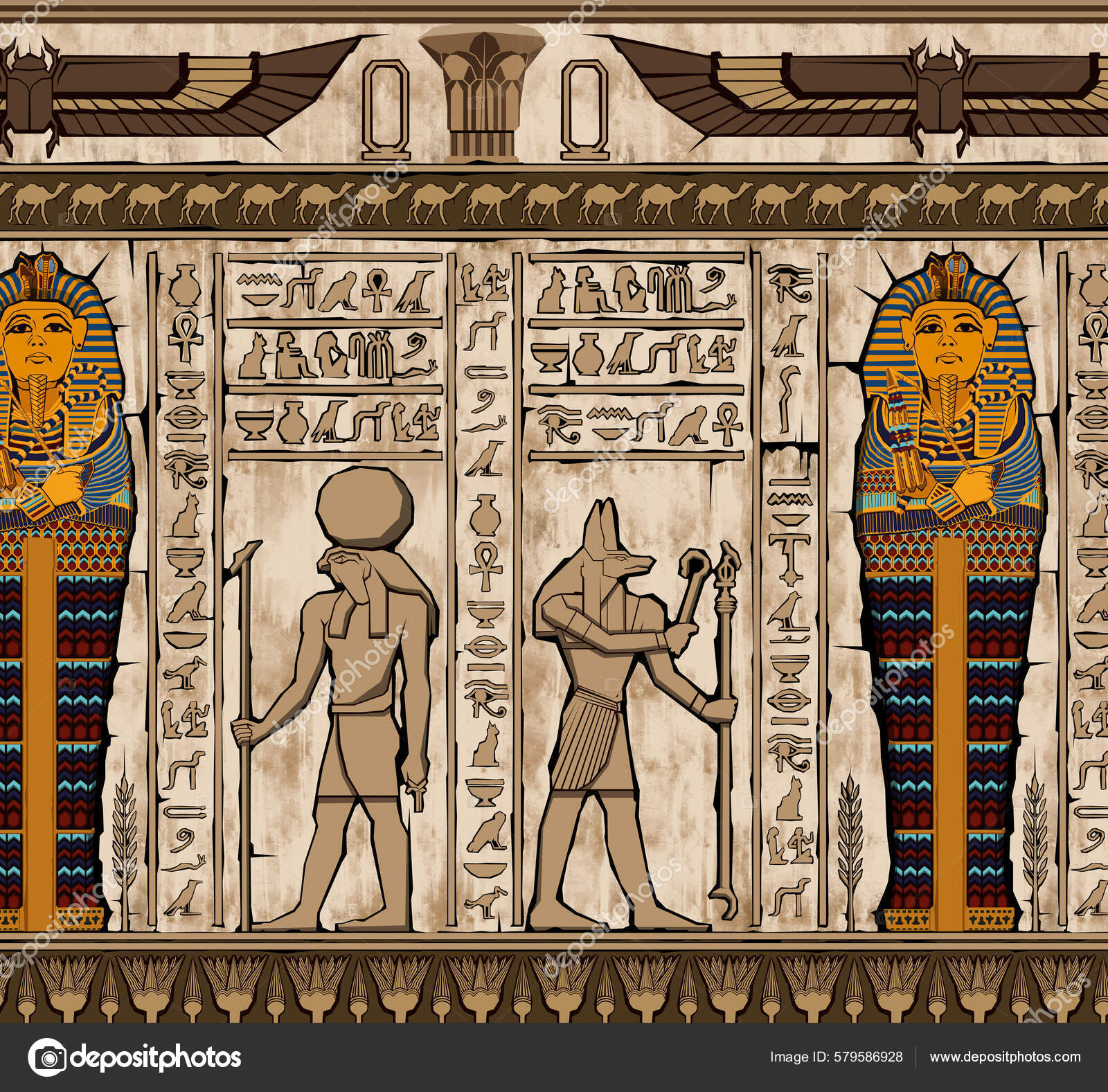 Ancient Egypt Background Egyptian Hieroglyph Symbolancient Culture Sing ...